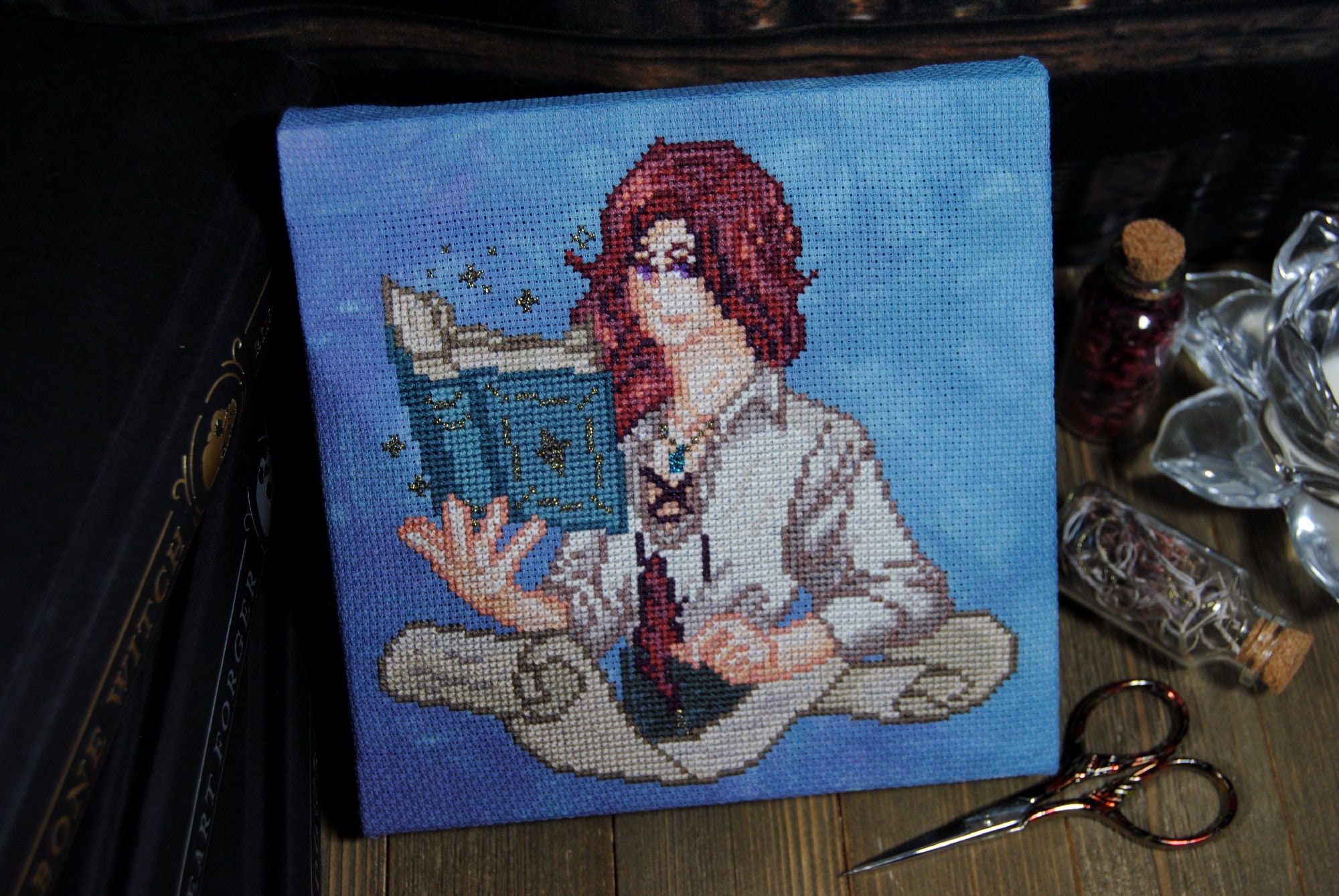 Wizard Cross Stitch Pattern Itsrainingcolor Merlin OC Art - Etsy