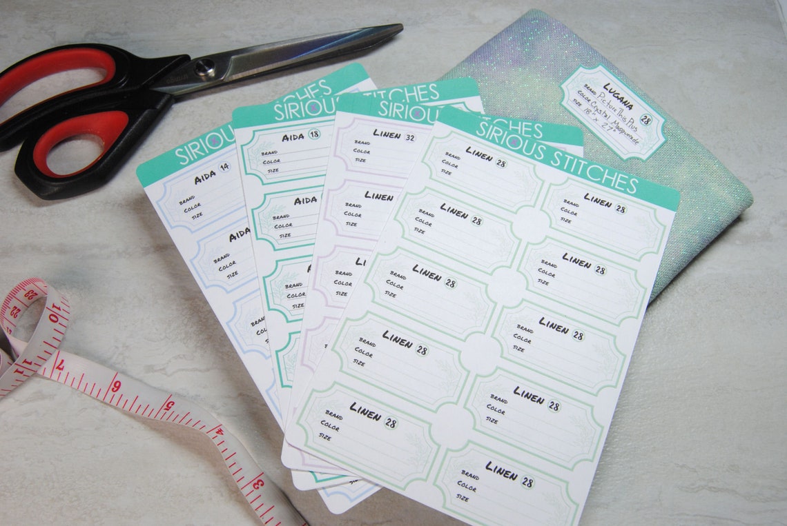 Fabric Label Stickers Organize your cross stitch fabric | Etsy