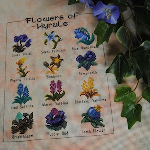 Zelda Flowers Cross Stitch Pattern - Breath of the Wild Inspired ...