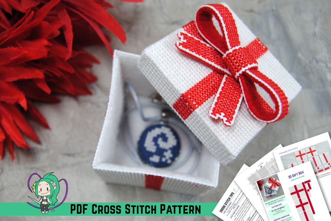 Animal Crossing Cross Stitch Pattern - 3D Gift Box With Bow - Designed ...