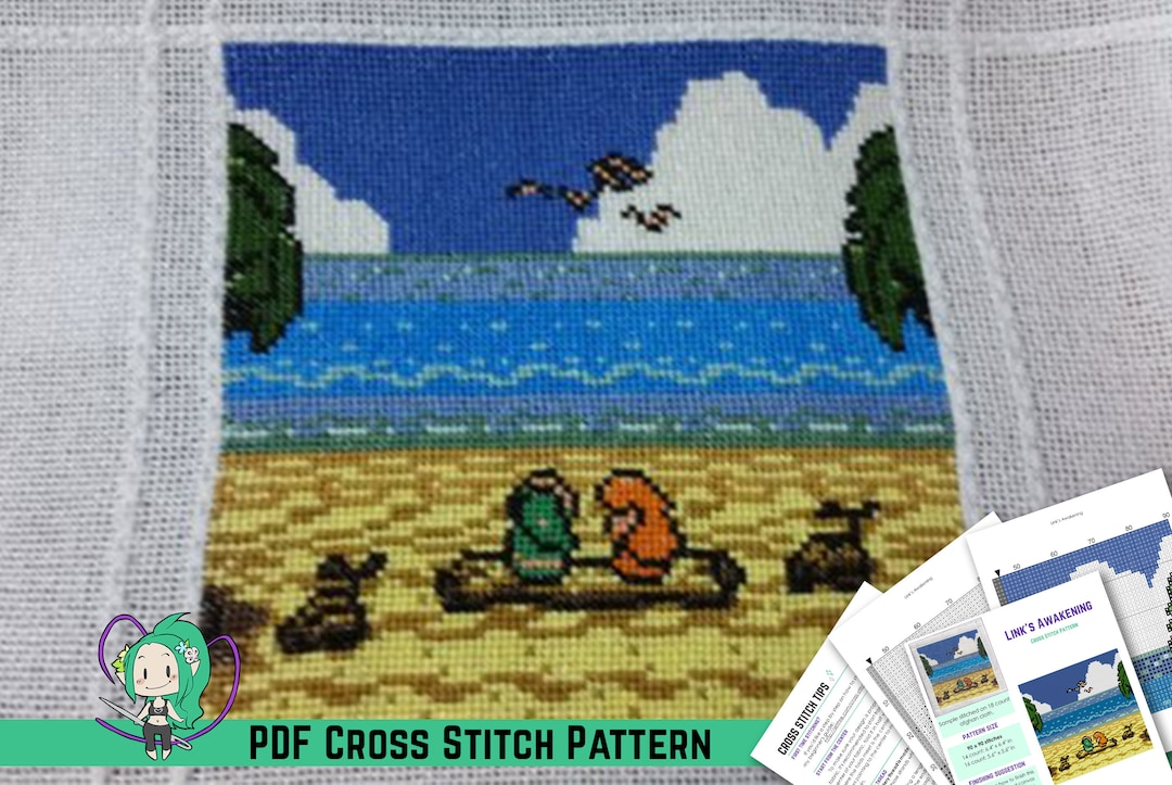Zelda Cross Stitch Pattern - Link's Awakening Ending Cutscene Square ...
