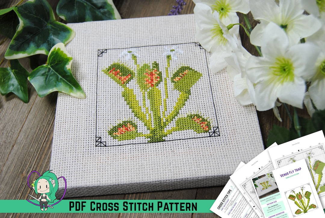 Venus Fly Trap Cross Stitch Pattern - Carnivorous Plants - Flower Study ...