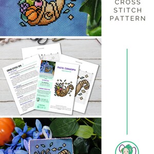 Pastel Cornucopia Cross Stitch Pattern - Horn of Plenty - Kawaii Cute ...