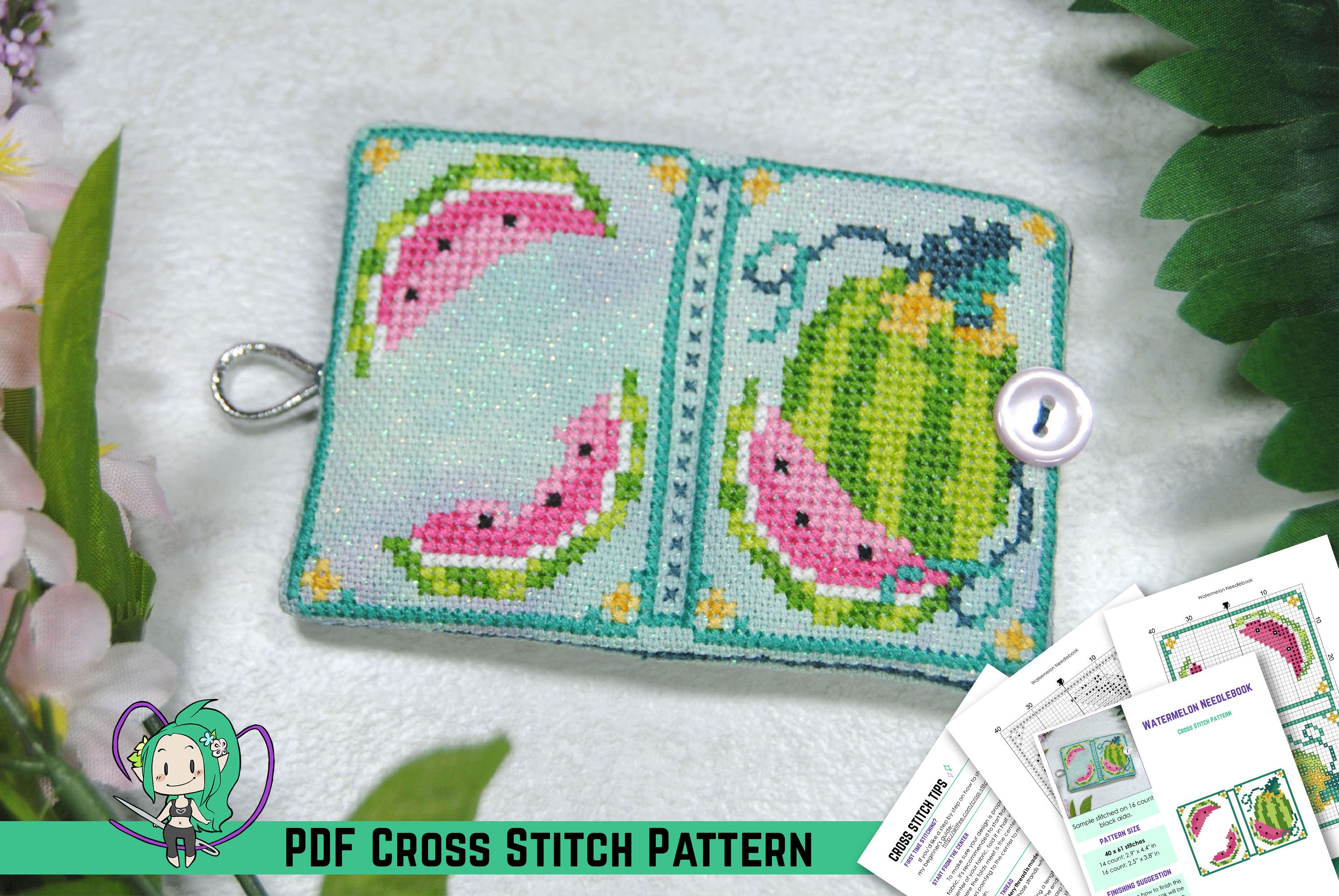 Watermelon Cross Stitch Pattern Mini Needlebook Design - Etsy