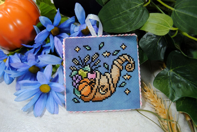 Pastel Cornucopia Cross Stitch Pattern - Horn of Plenty - Kawaii Cute ...