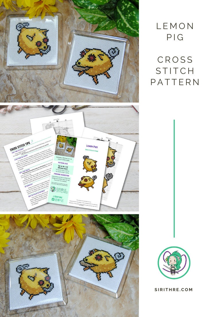 Lemon Pig Cross Stitch Patterns - New Year's Good Luck Charm Design ...