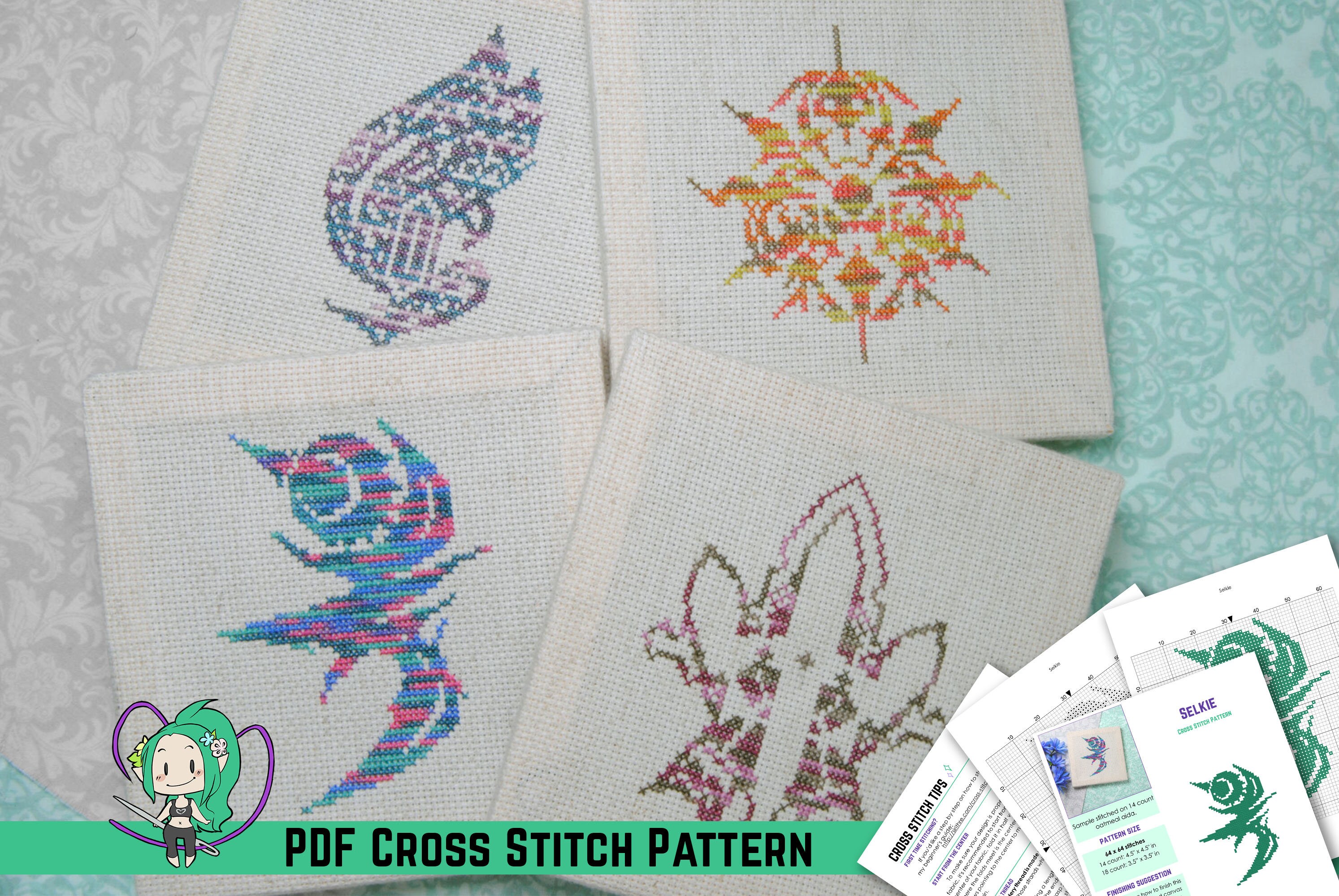 Final Fantasy Cross Stitch Pattern - Crystal Chronicles Crest Bundle ...