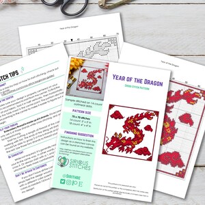 Year of the Dragon Cross Stitch Pattern - Chinese New Year Inspired ...