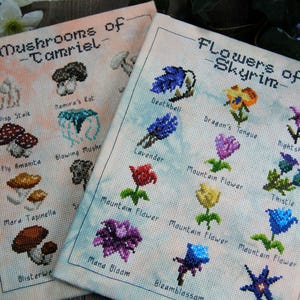 Tamriel Mushrooms Cross Stitch Pattern - Skyrim and Morrowind Inspired ...