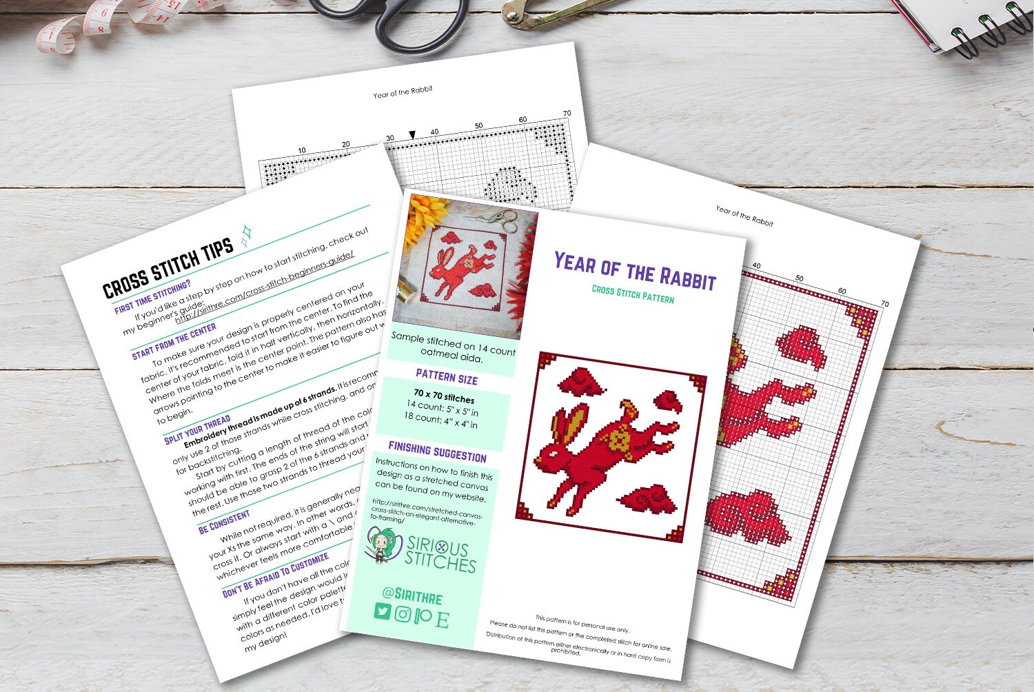 Year of the Rabbit Cross Stitch Pattern Chinese New Year - Etsy