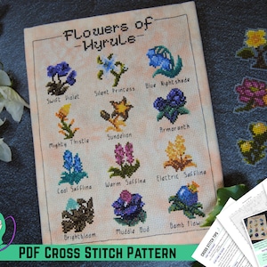 Zelda Flowers Cross Stitch Pattern - Breath of the Wild Inspired ...