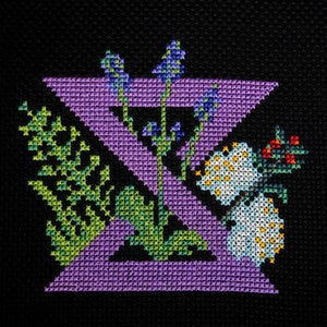 Witcher Cross Stitch Pattern - Yrden Sign Floral Art Design - DIY ...