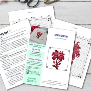 Genshin Impact Cross Stitch Pattern - Dendrobium - Inazuma Flower Study ...
