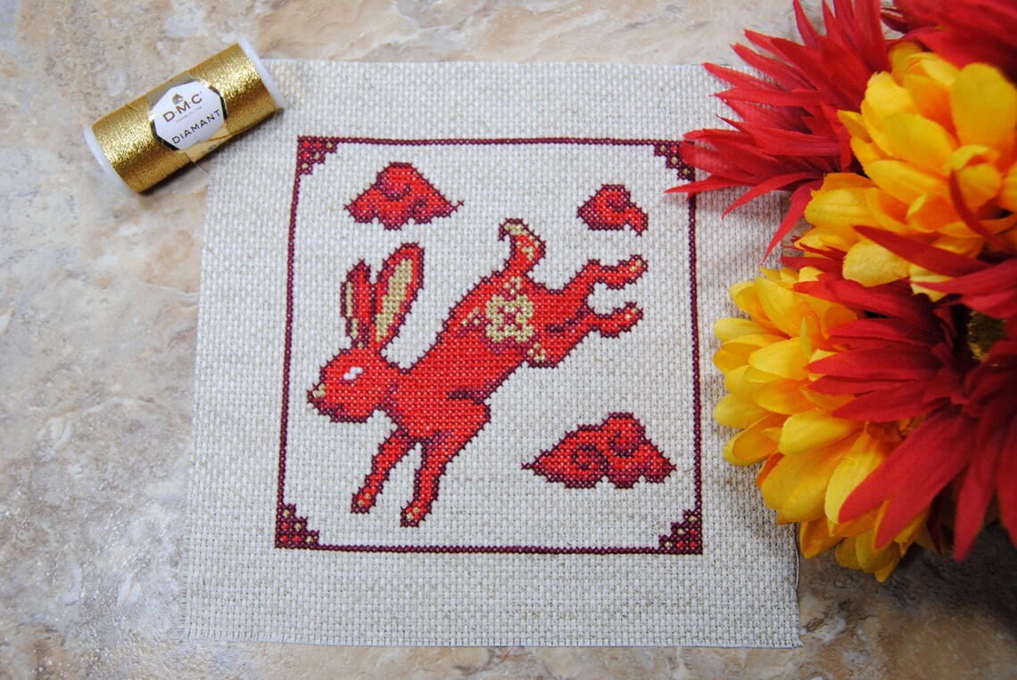 Year of the Rabbit Cross Stitch Pattern - Chinese New Year Inspired ...