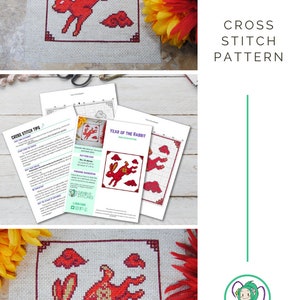 Year of the Rabbit Cross Stitch Pattern - Chinese New Year Inspired ...