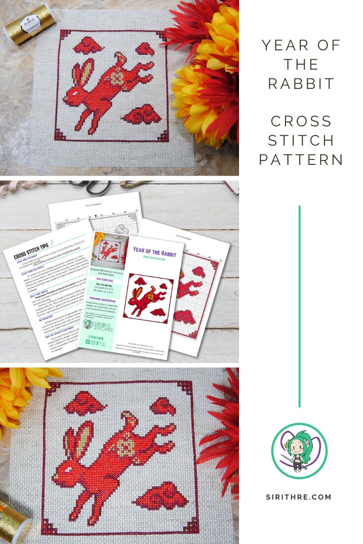 Year of the Rabbit Cross Stitch Pattern Chinese New Year - Etsy