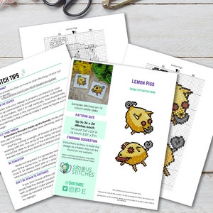 Lemon Pig Cross Stitch Patterns - New Year's Good Luck Charm Design ...