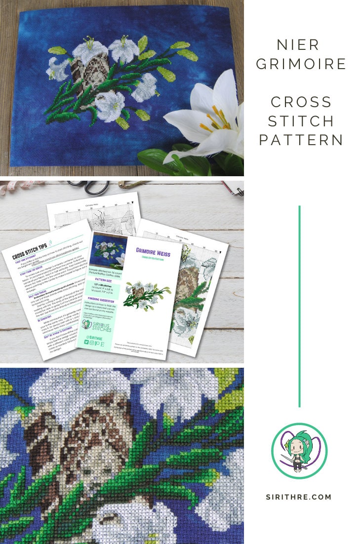 Nier Cross Stitch Pattern Grimoire Weiss & Lunar Tear / | Etsy