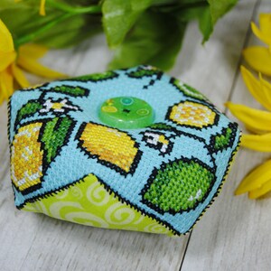 Citrus Cross Stitch Pattern - Lemon Lime Pin Cushion - Fruity Citrus ...
