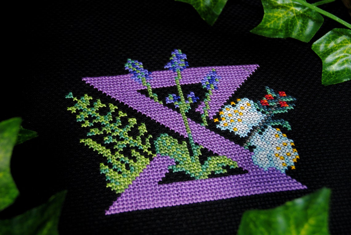 Witcher Cross Stitch Pattern Yrden Sign Floral Art Design - Etsy