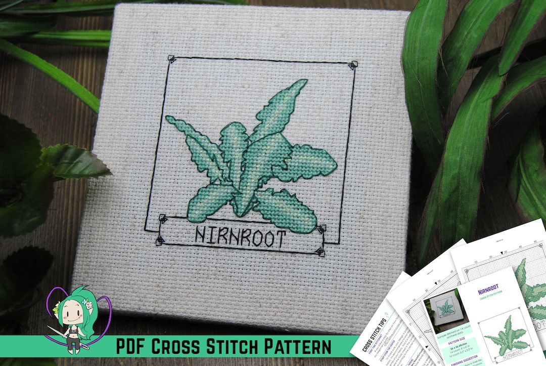 Skyrim Cross Stitch Pattern - Elder Scrolls Nirnroot Herb Design ...