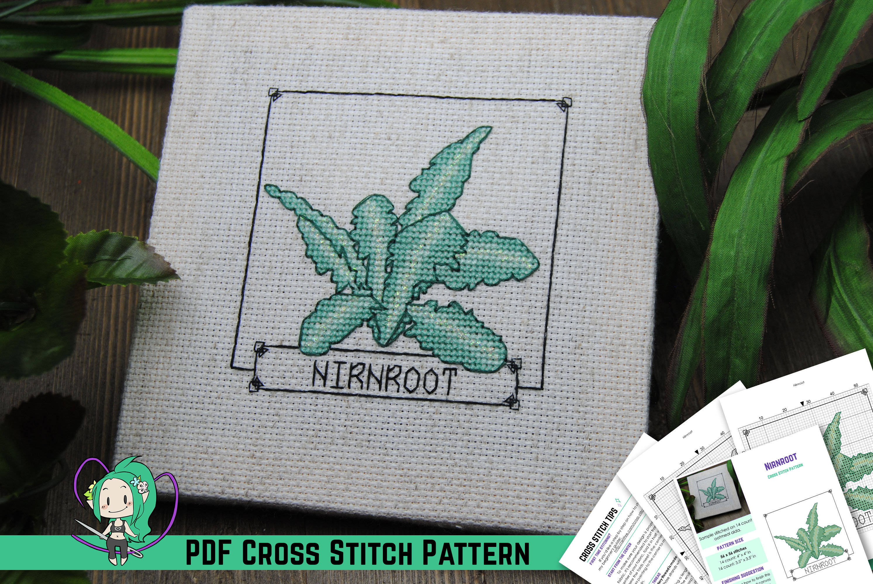 Skyrim Cross Stitch Pattern Elder Scrolls Nirnroot Herb - Etsy