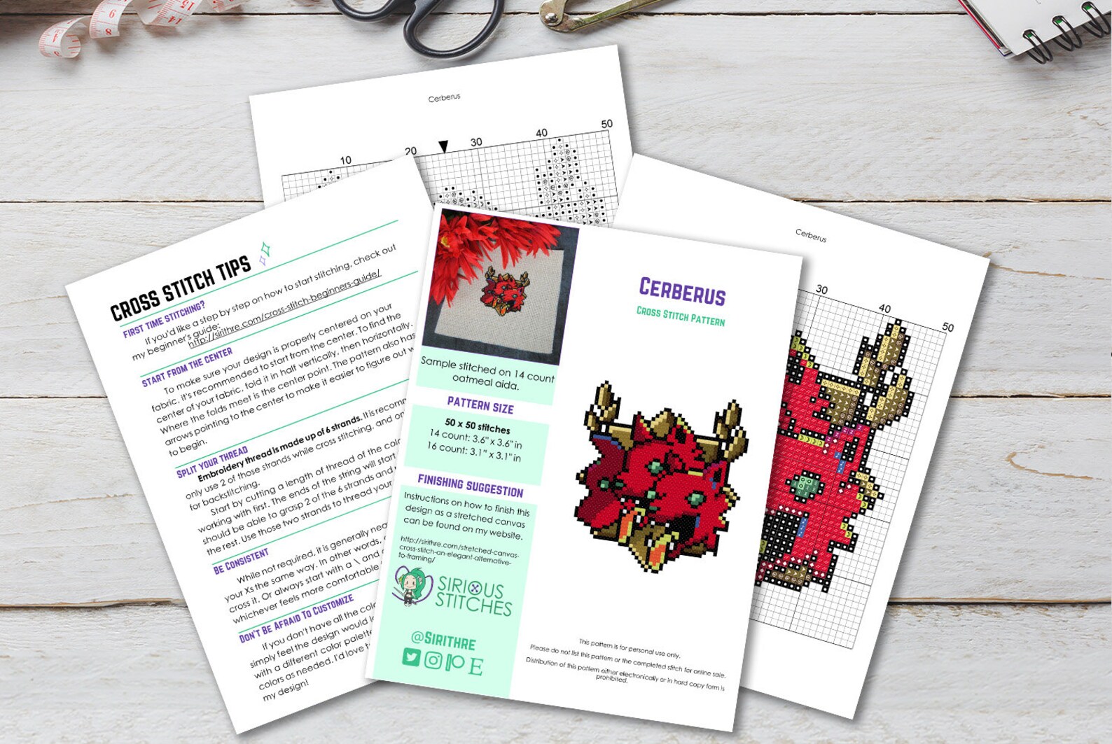 Hades Cross Stitch Pattern - Cerberus, Guardian of the Gates of the ...