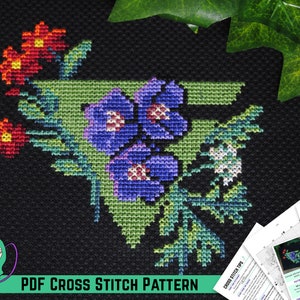 Witcher Cross Stitch Pattern - Axii Sign Floral Art Design - DIY ...