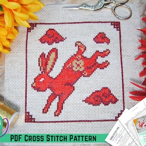 Year of the Rabbit Cross Stitch Pattern - Chinese New Year Inspired ...