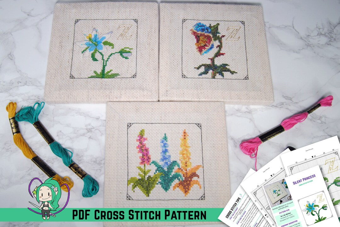 Zelda Cross Stitch Pattern Bundle - Legend of Zelda Flowers Set - Flora ...