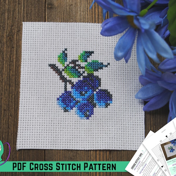 Blueberries Cross Stitch Pattern - Etsy