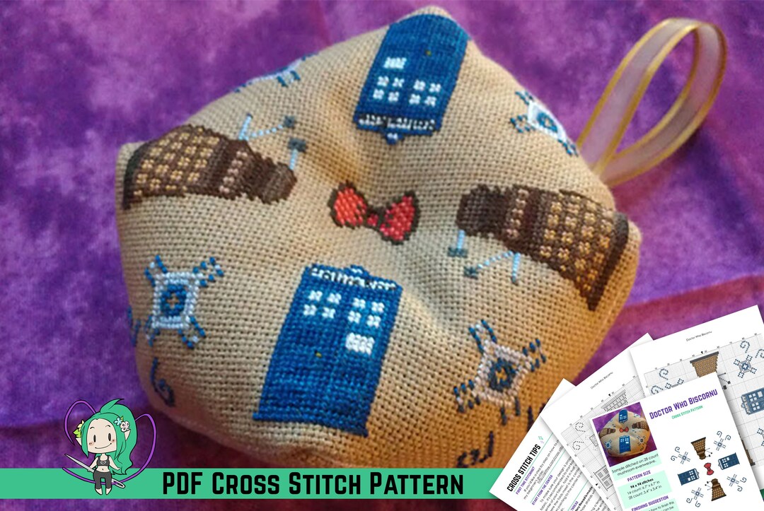 Biscornu Cross Stitch Pattern - Doctor Who Pin Cushion / Ornament ...