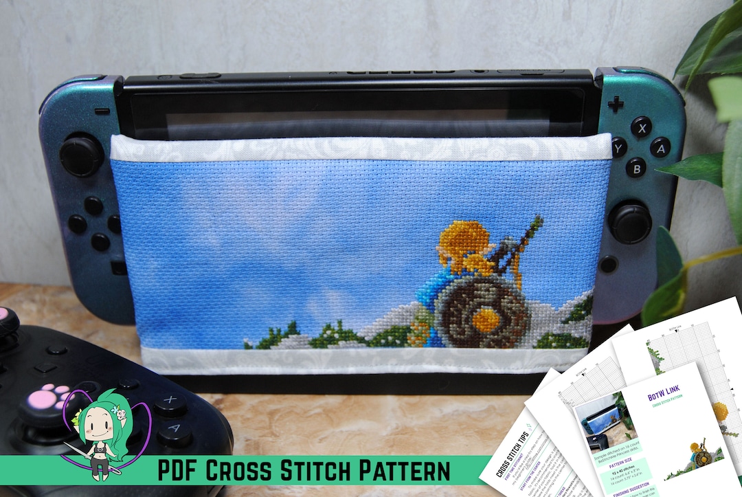 Zelda Cross Stitch Pattern - Breath of the Wild Link Switch Dock Cover ...