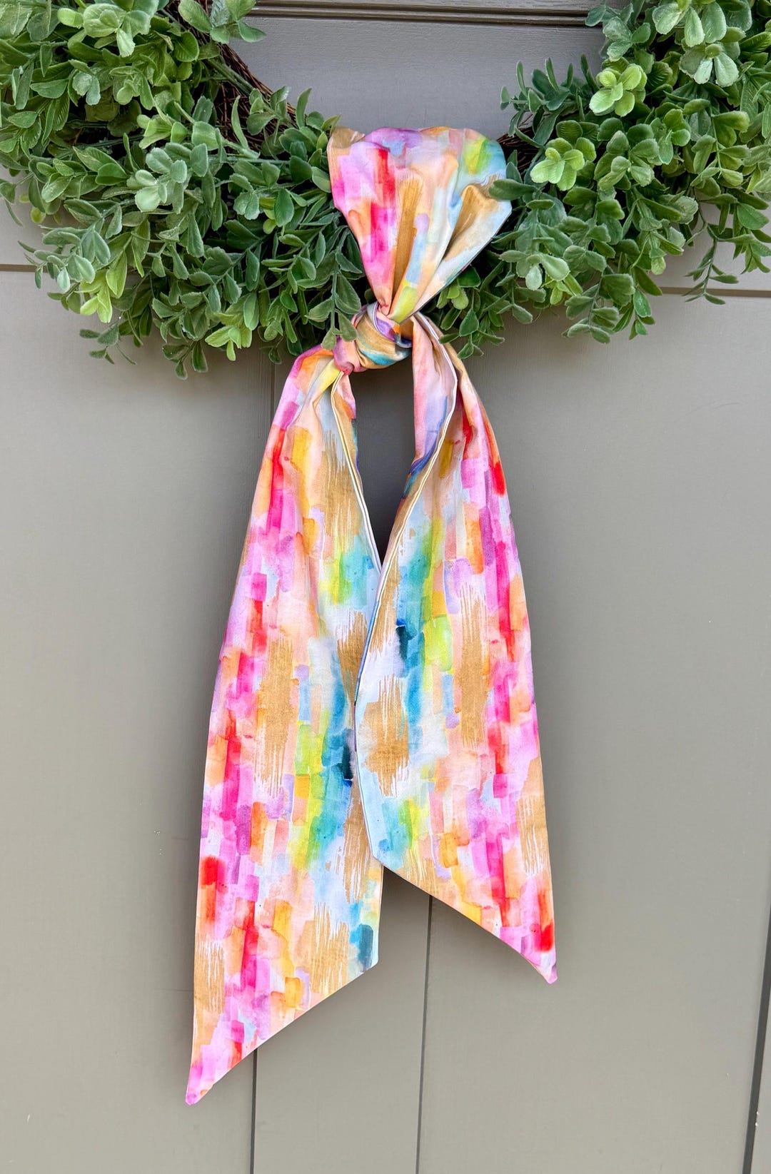 Multi Colored Wreath Sash, Modern Wreath Sash, Door Decor, Door Bow ...
