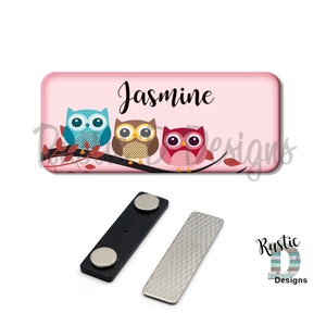Colorful Owls Magnetic Name Badge, Magnetic Name Tag - Etsy