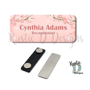 Cherry Blossom Magnetic Name Badge, Magnetic Name Tag - Etsy