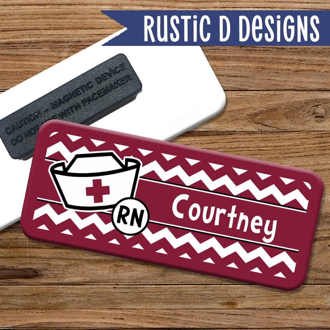 Chevron Nurse Hat Magnetic Name Tag Badge - Etsy