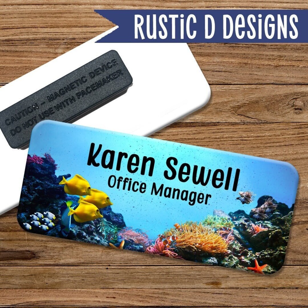 Coral Reef Ocean Beach Magnetic Name Badge, Magnetic Name Tag - Etsy