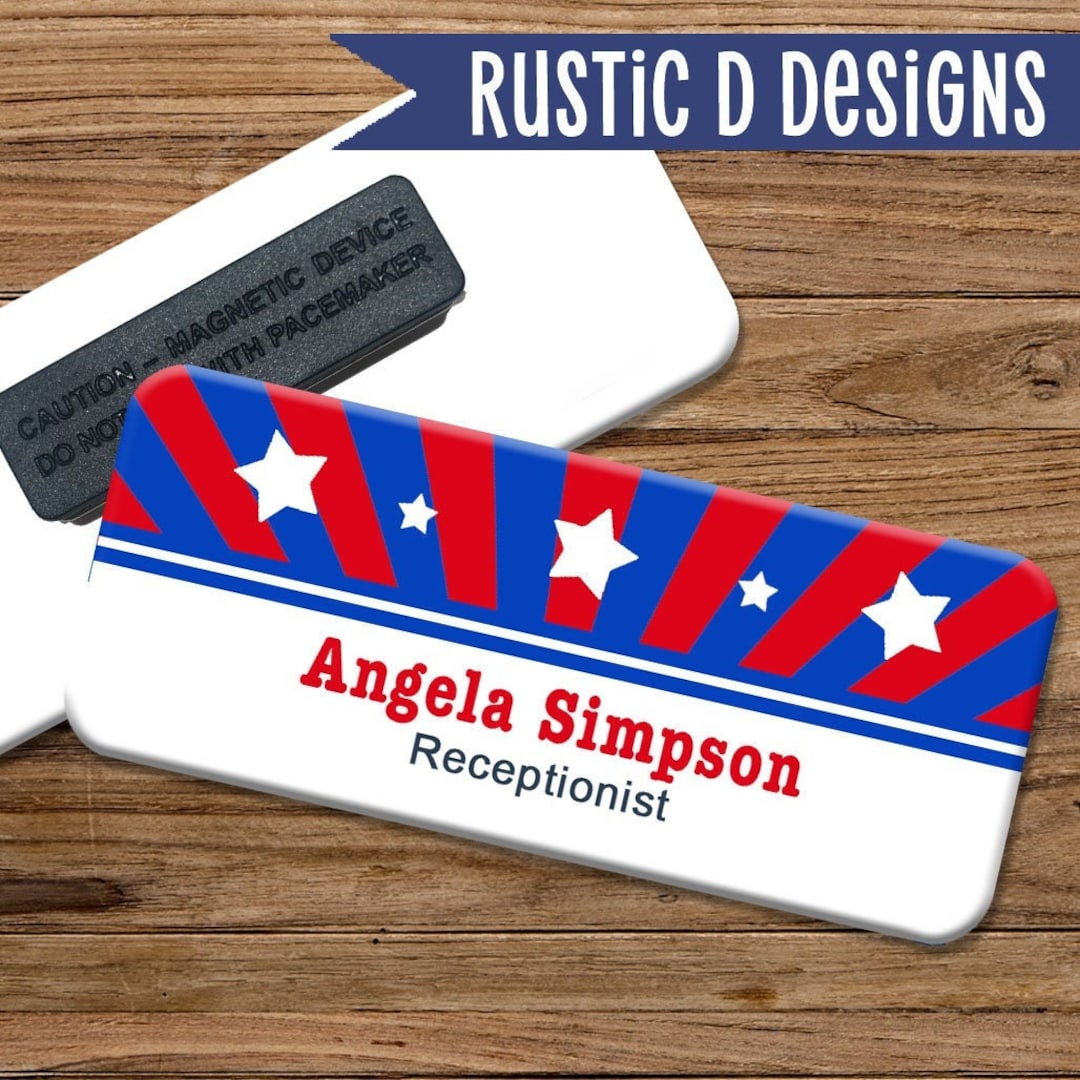 Stars & Stripes Patriotic Magnetic Name Tag Badge - Etsy