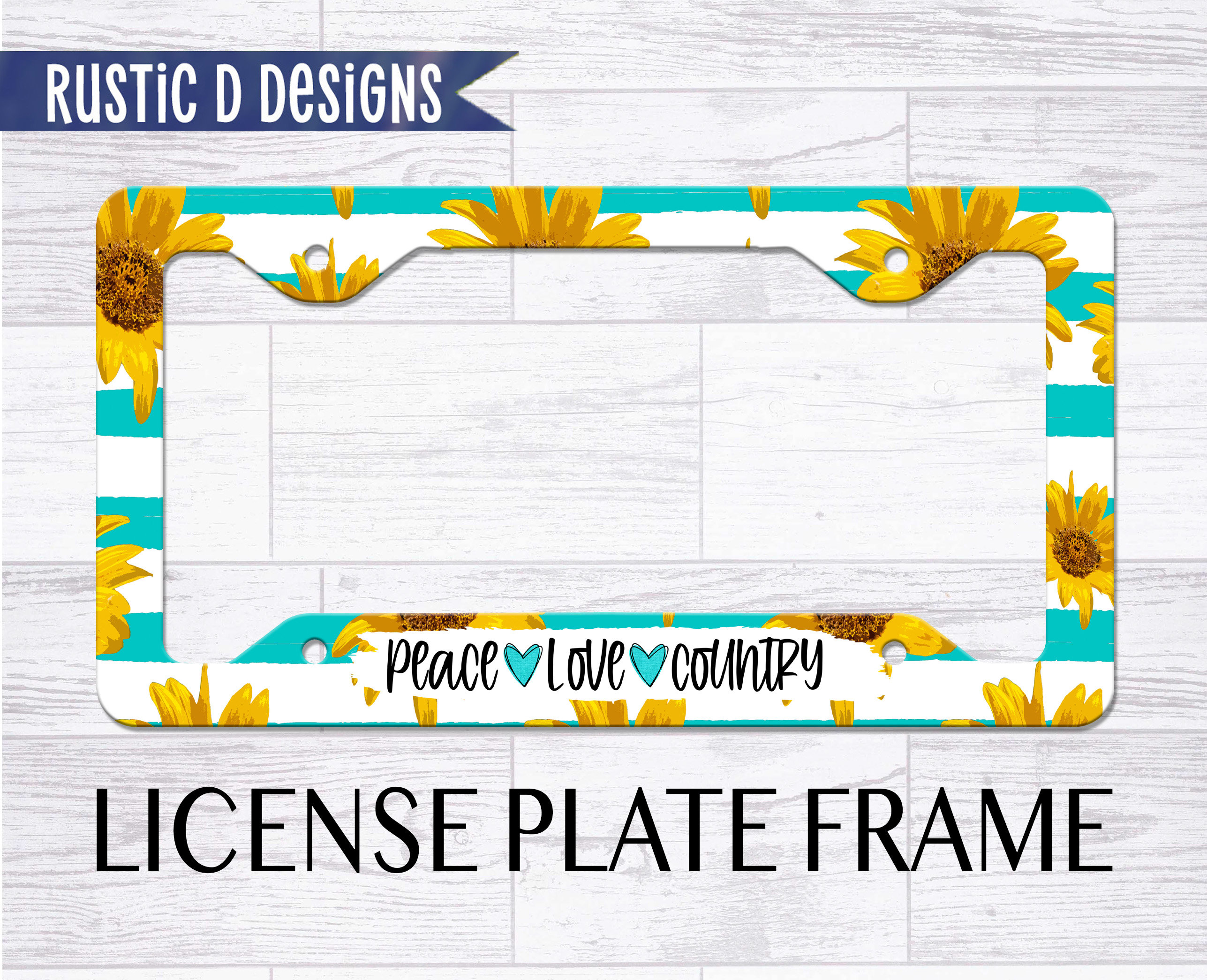 Peace Love Country License Plate Car Tag License Plate Frame - Etsy