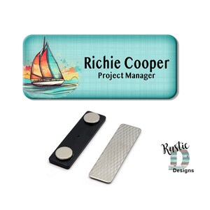Sailboat Magnetic Name Tag Badge - Etsy