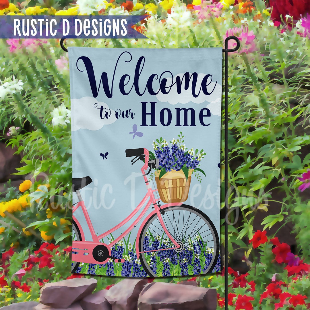 Bicycle & Bluebonnets Welcome Home Garden Banner 12"x18" - Etsy