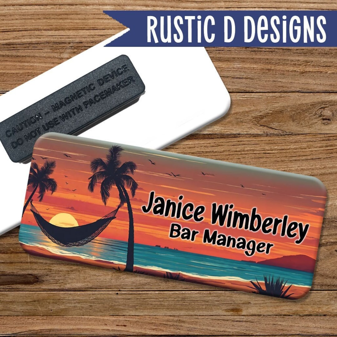 Beach Sunset Magnetic Name Tag Badge - Etsy