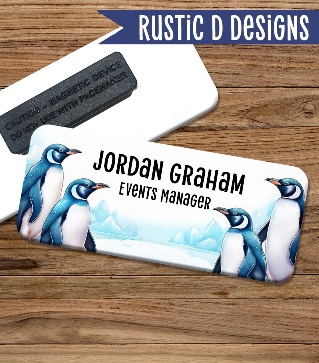 Penguins Magnetic Name Tag Badge - Etsy