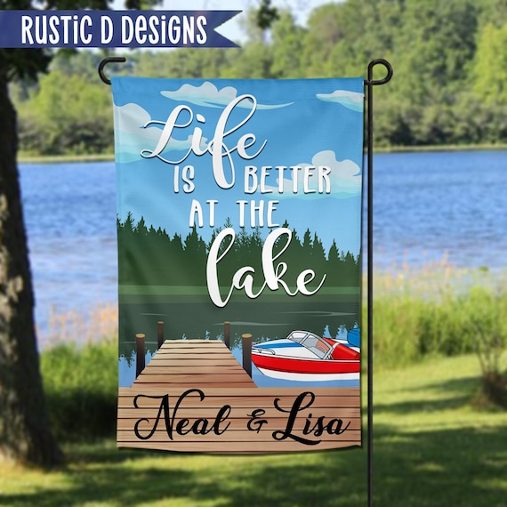 Life is Better at the Lake Personalized Garden Banner - Etsy