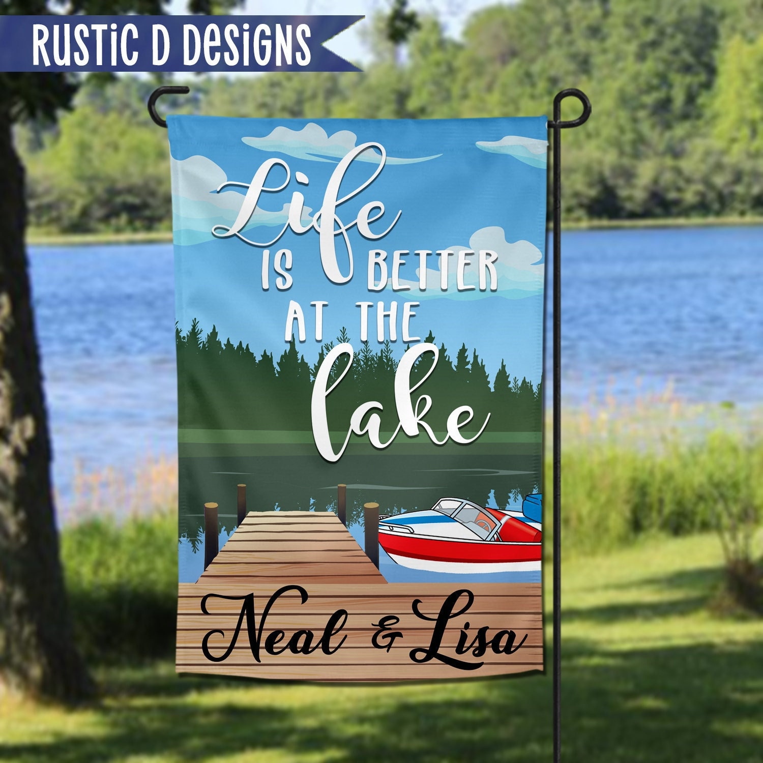 Life is Better at the Lake Personalized Garden Banner - Etsy