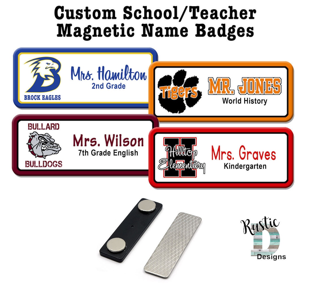 Custom School/teacher Magnetic Name Badge, Magnetic Name Tag - Etsy