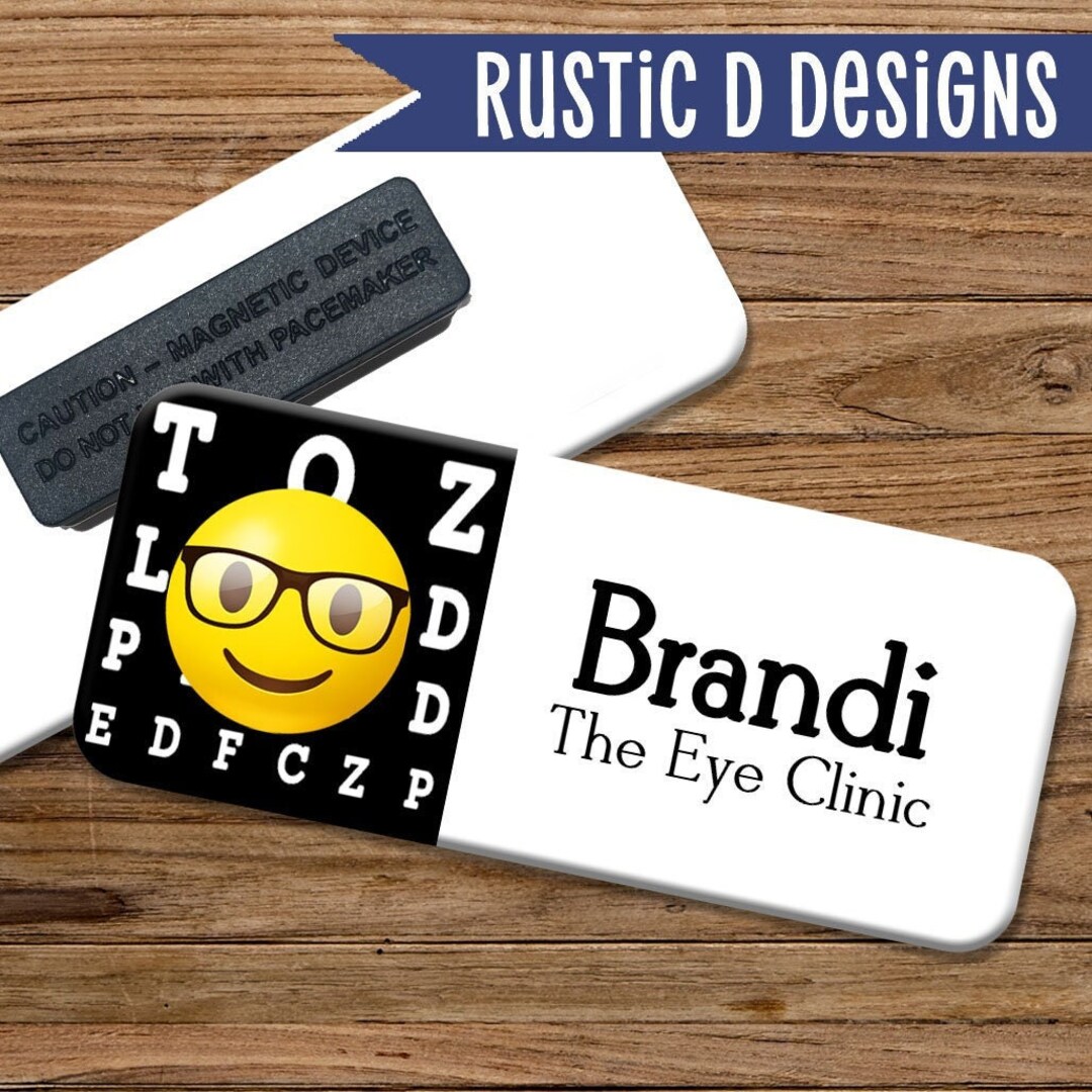 Happy Face Glasses Eye Doctor Optometrist Magnetic Name Tag Badge - Etsy