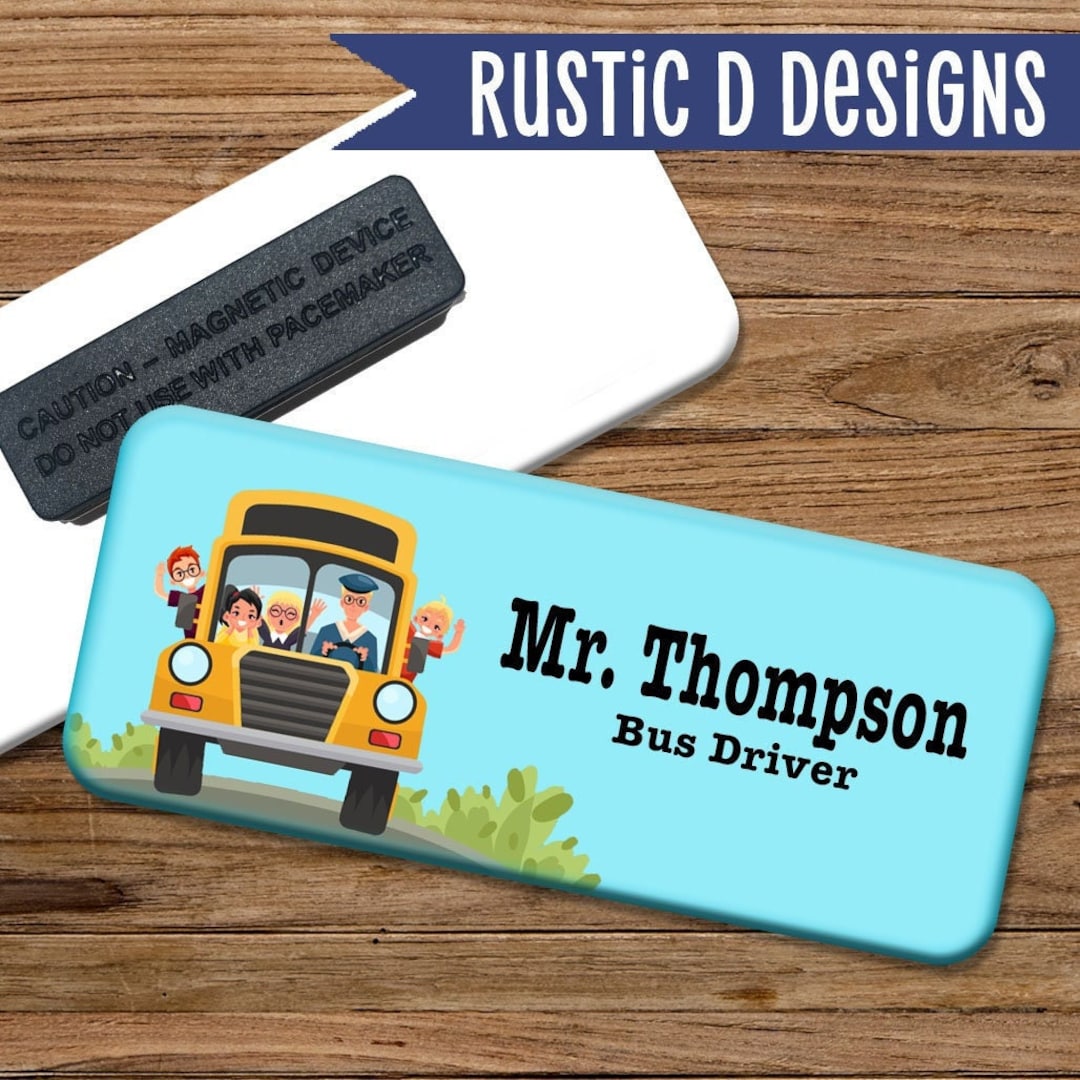 Bus Driver Magnetic Name Badge, Magnetic Name Tag - Etsy