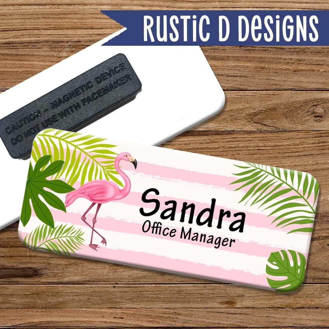 Flamingo Magnetic Name Tag Badge - Etsy